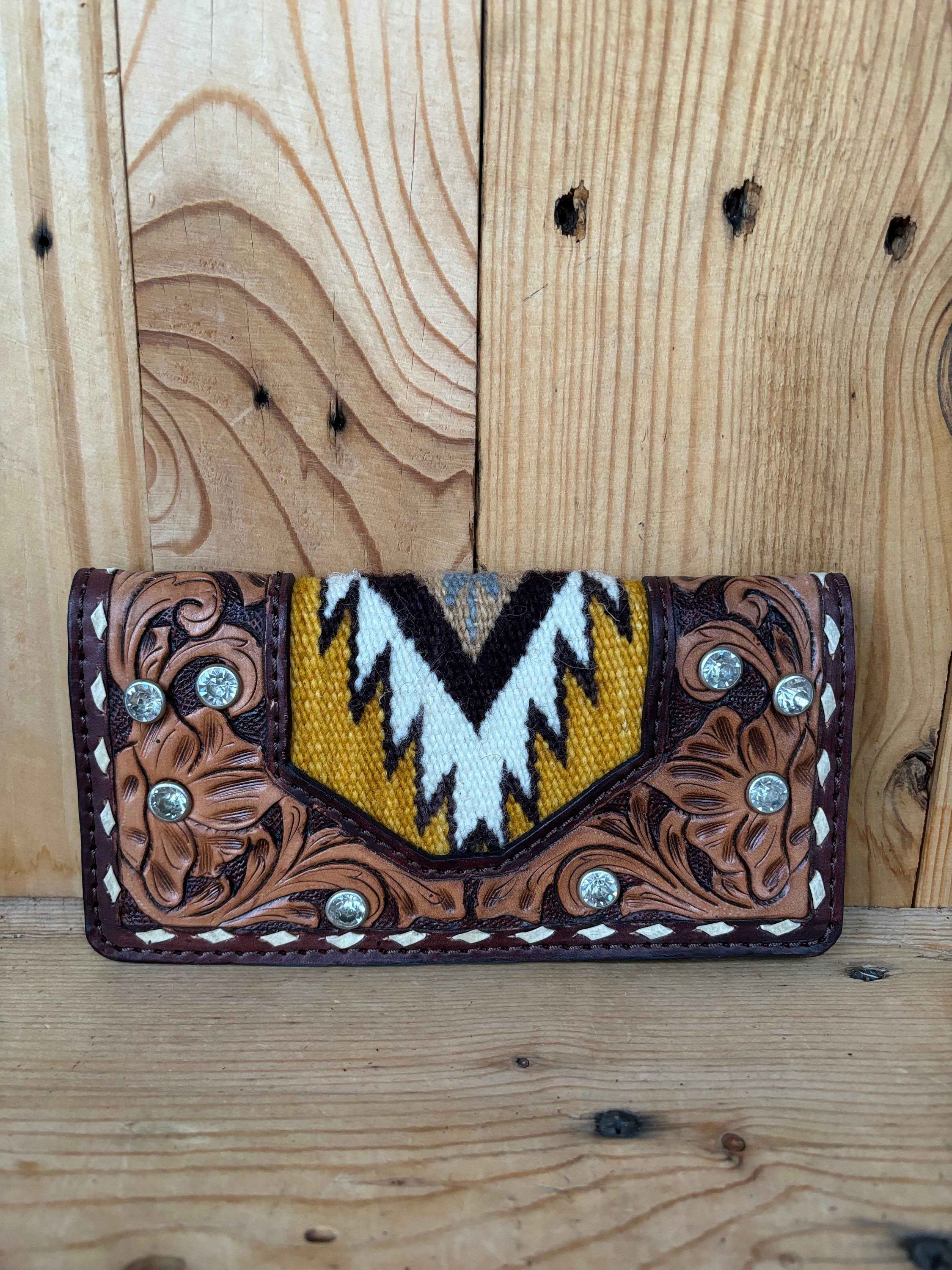 Tooled Leather & Saddle Blanket Wallet - Etsy