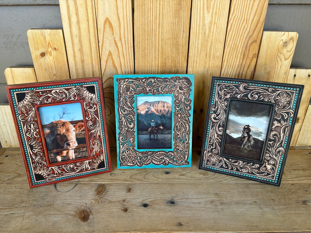 Tooled Leather Picture Frames - Etsy