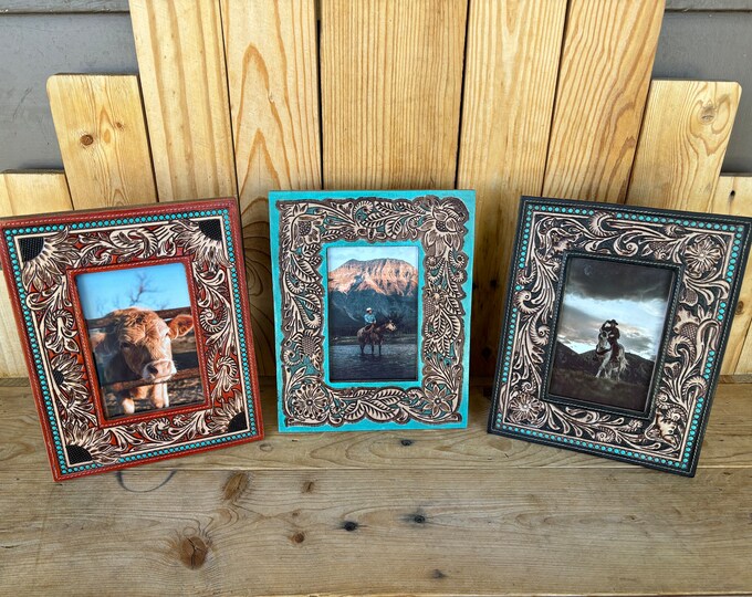 Tooled Leather Picture Frames - Etsy