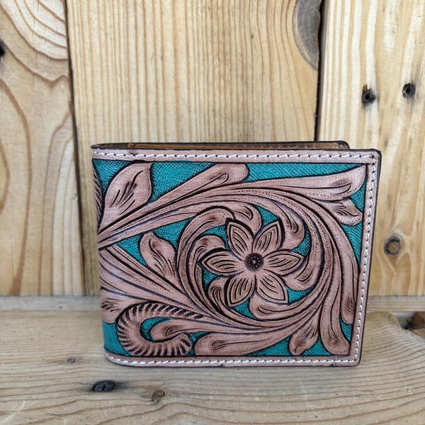 Leather Tooled Wallet - Etsy