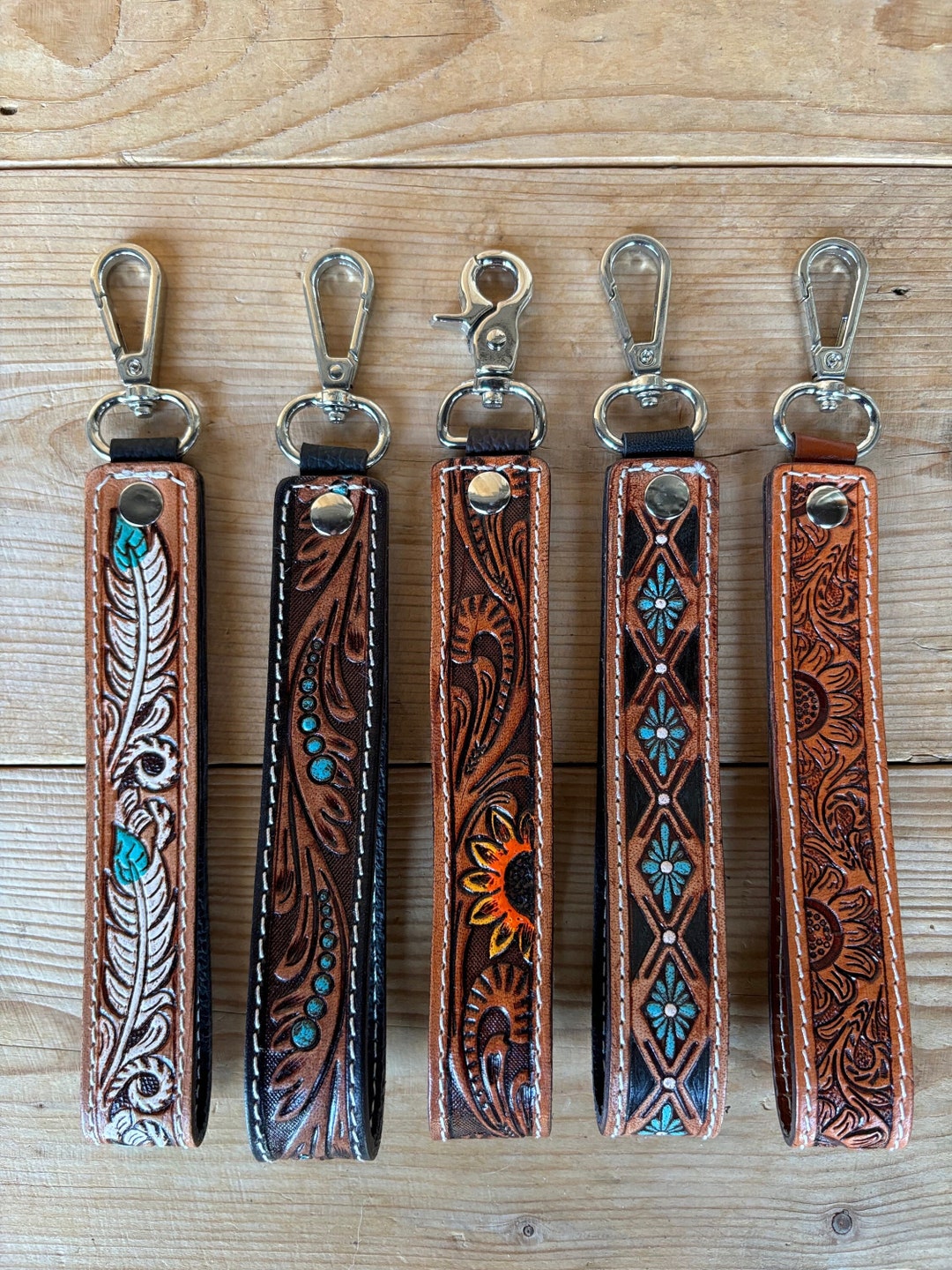 Genuine Tooled Keychain Wristlets - Etsy