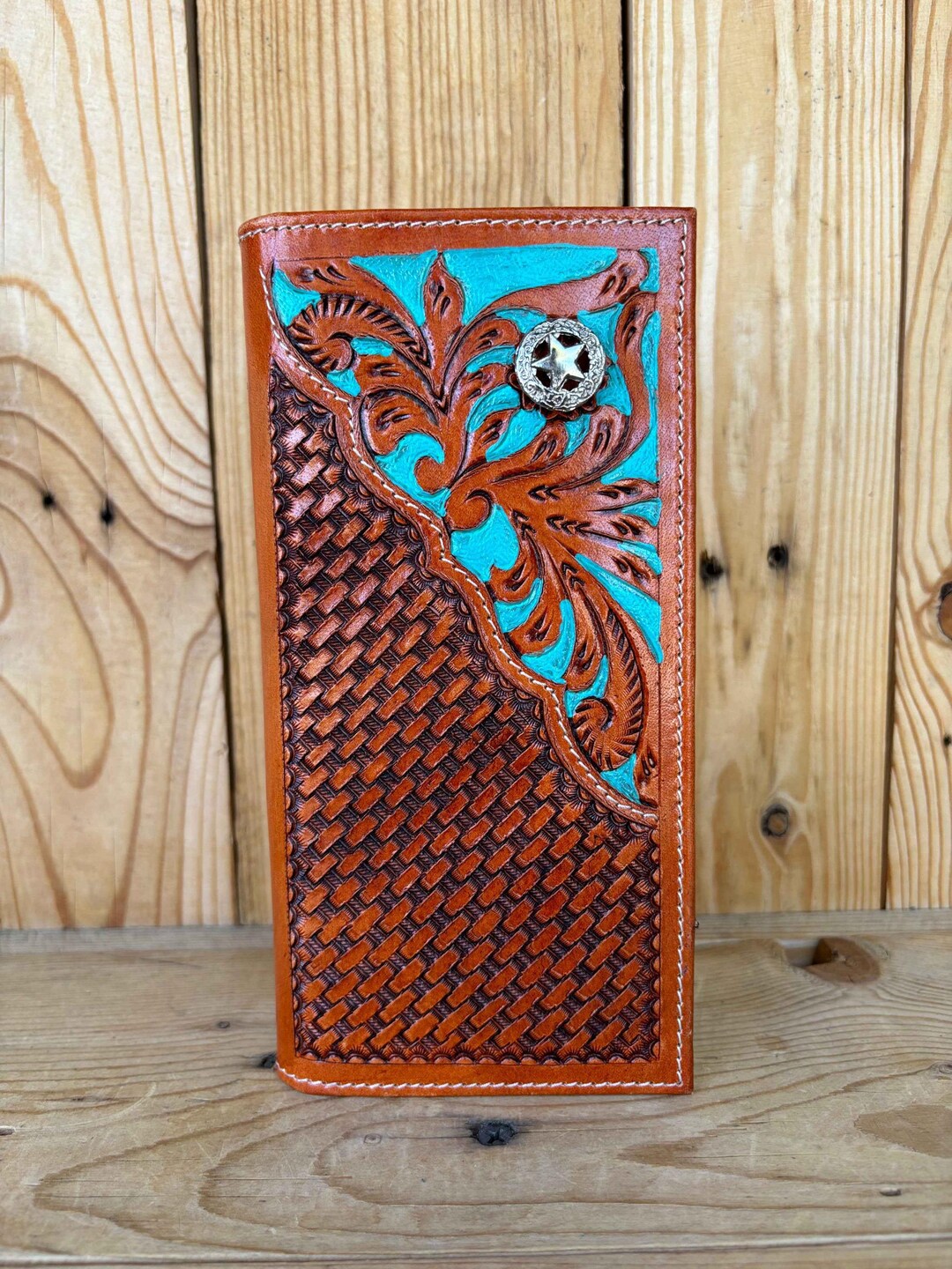 Leather Turquoise Men's Rodeo Wallet! - Etsy