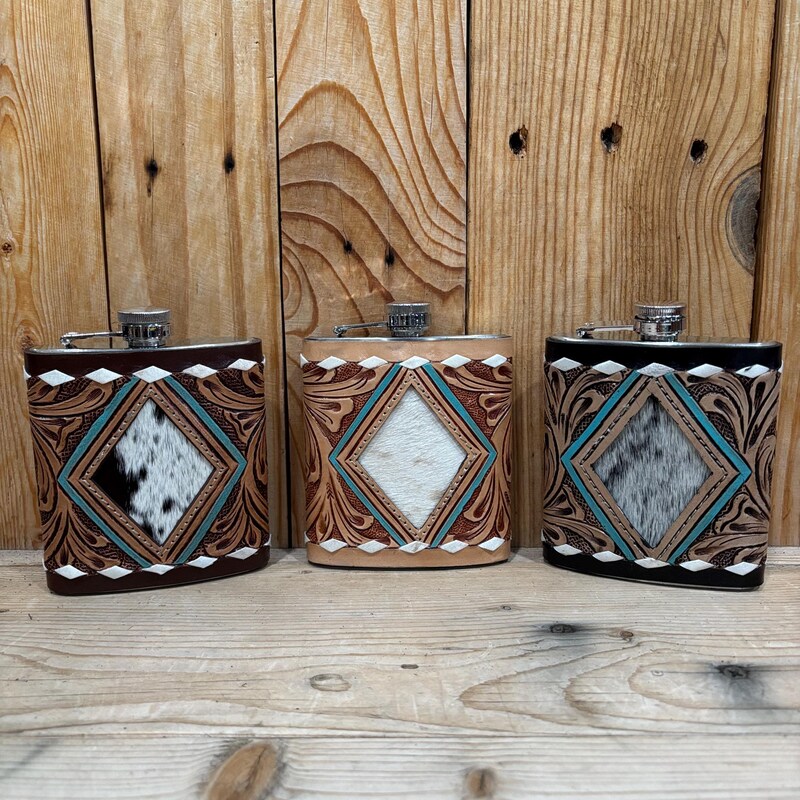 Tooled Flask Cowboy - Etsy