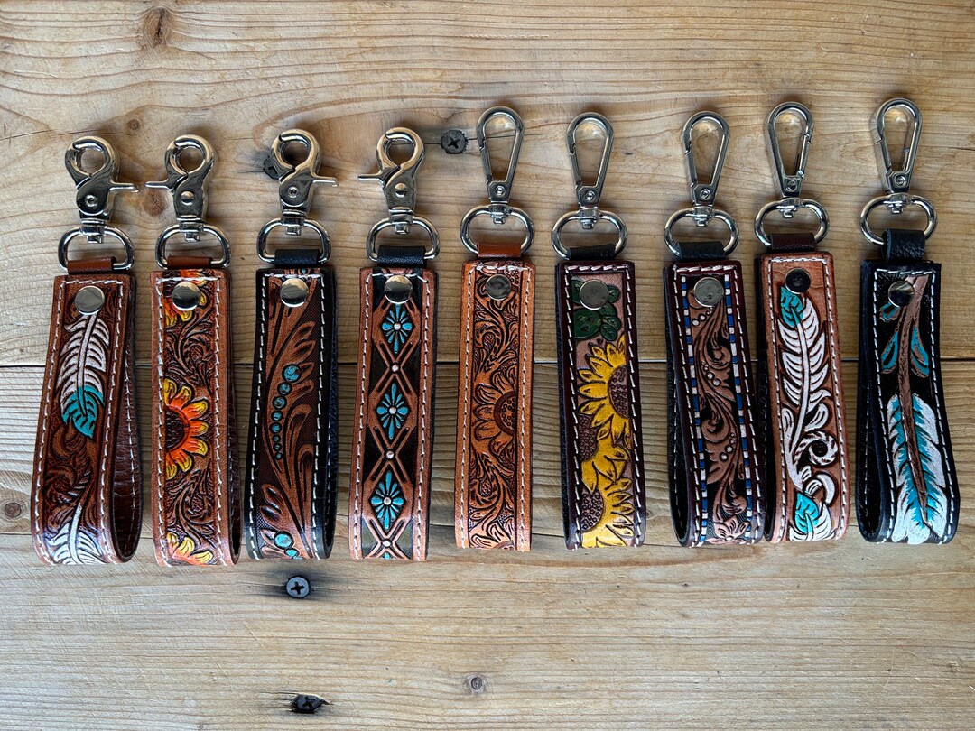 Hand Tooled Leather Keychains! - Etsy