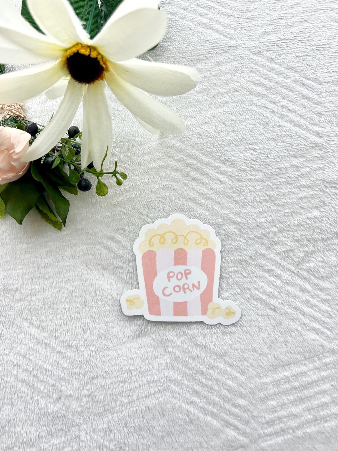 Cute Popcorn Sticker, Popcorn Sticker, Cute Sticker, Glossy Sticker ...