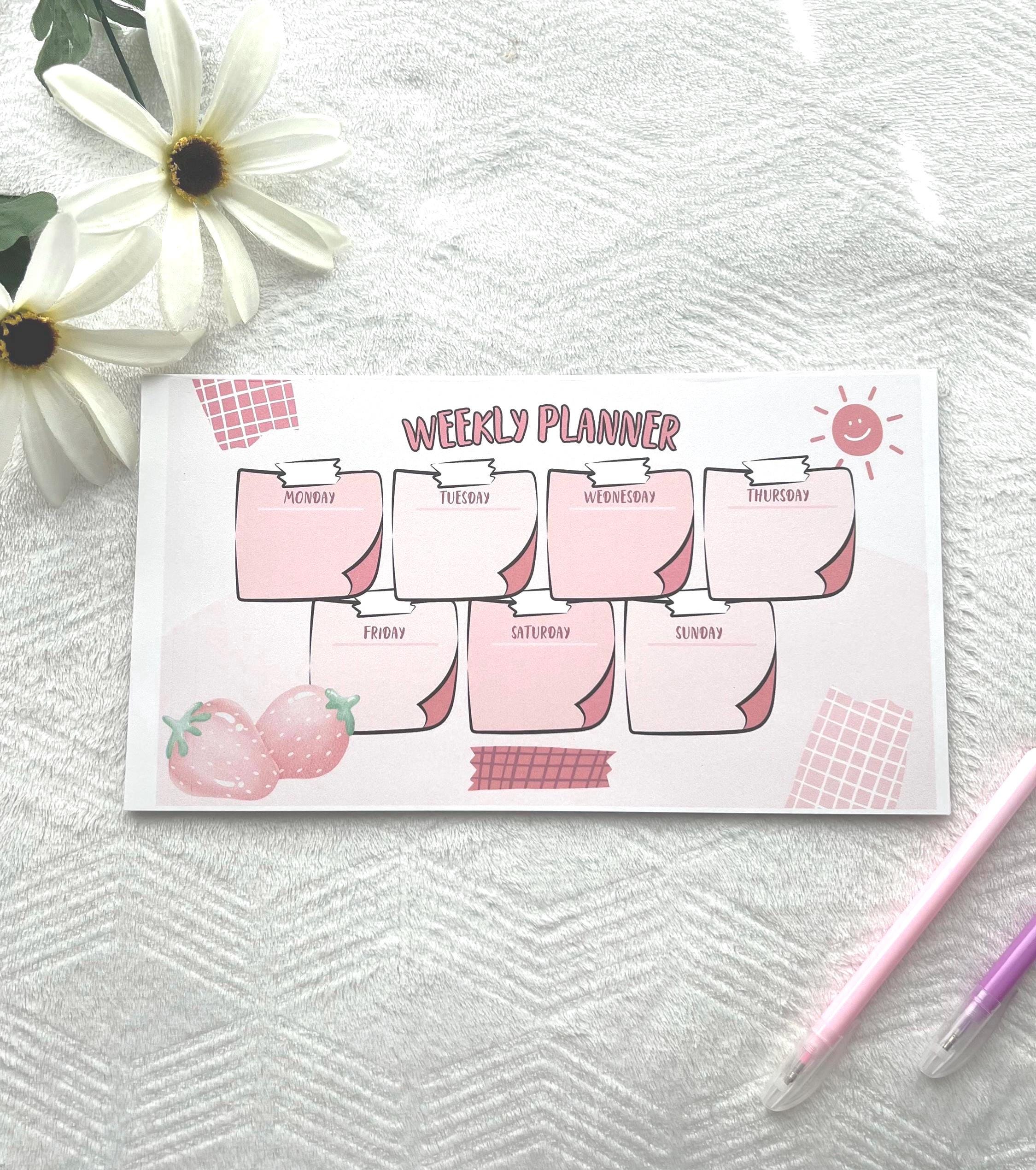 Cute Strawberry Weekly Planner, Weekly Planner, Weekly Calendar ...