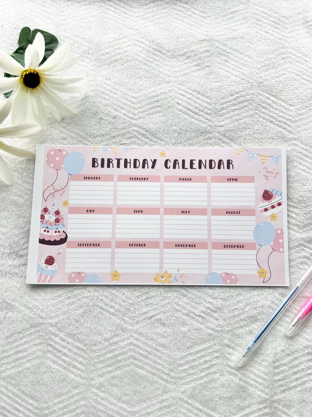 Birthday Cake Calendar Pad, Stationery Planner - Etsy