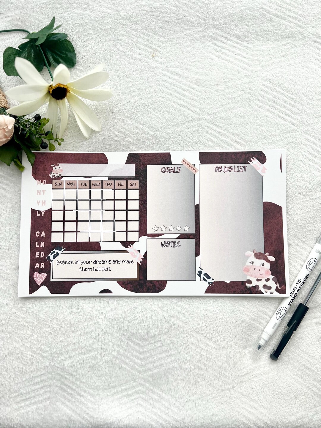 Cute Cow Print Monthly Planner, Monthly Planner, Monthly Calendar ...