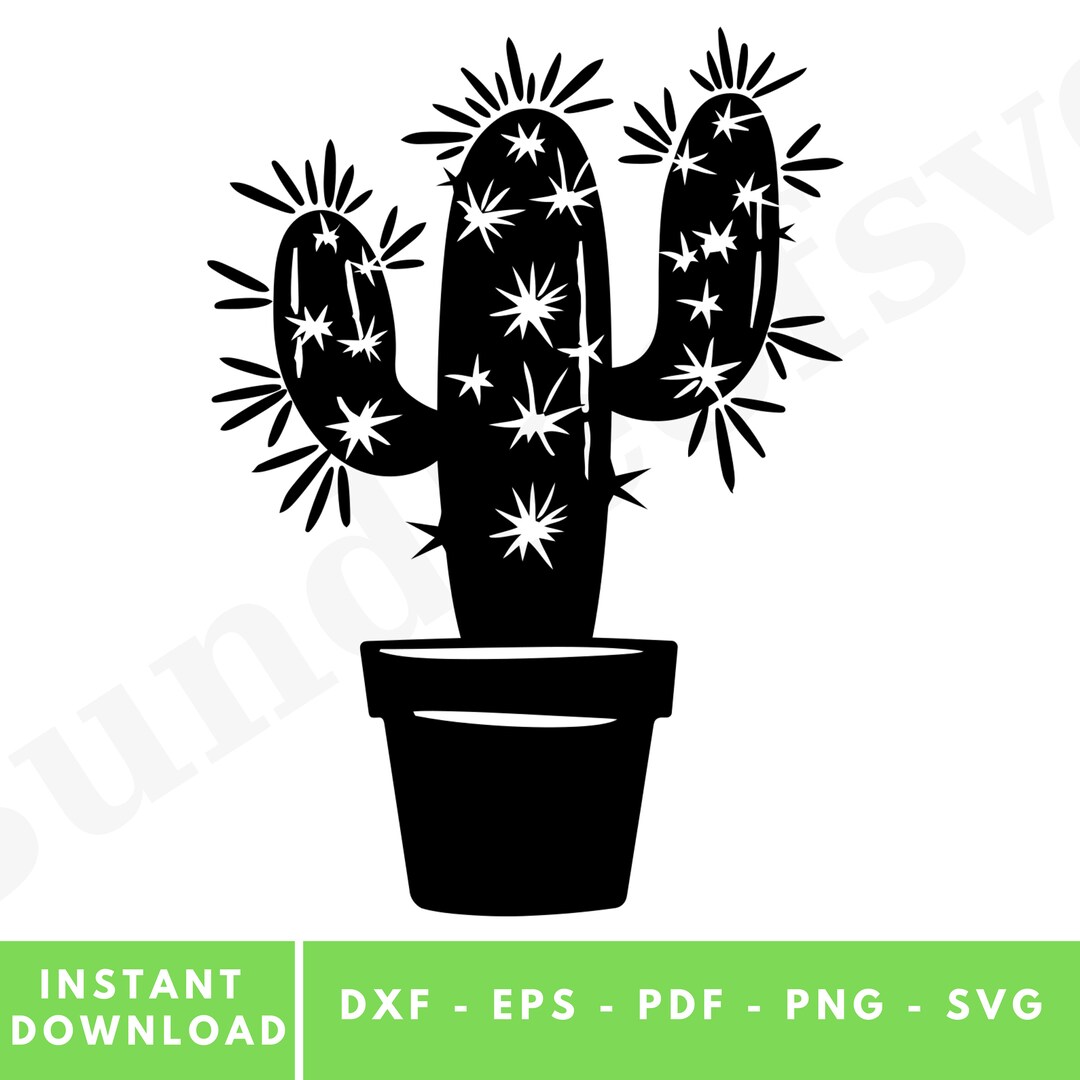 Cactus in Pot SVG File Instant Download for Crafting Cactus Svg Cactus ...