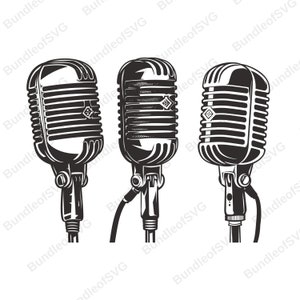 Vintage Microphone SVG Bundle Retro Music Clipart Collection Old ...