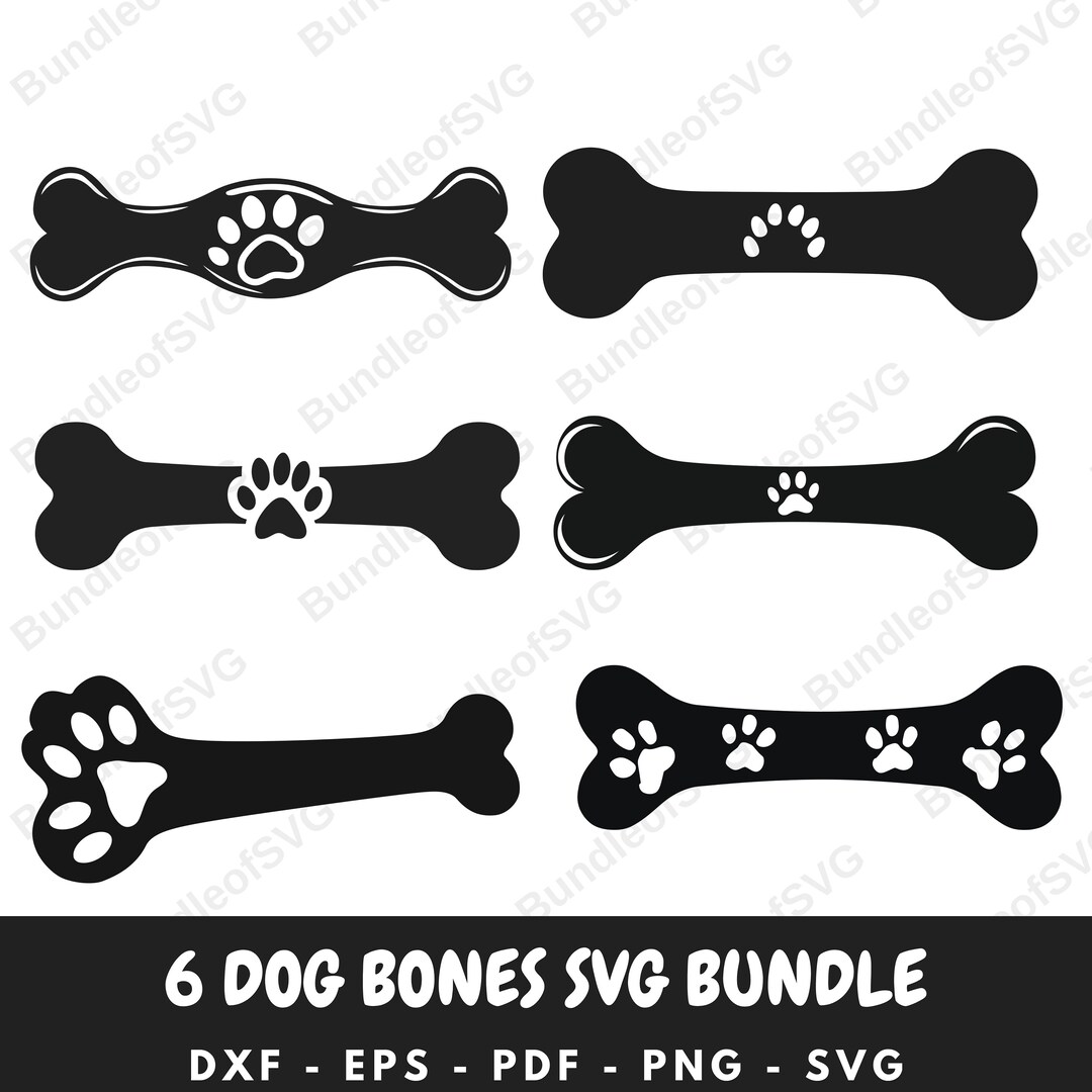 Dog Bones SVG Bundle Instant Download, Pet Lover Digital Cut Files Paw ...