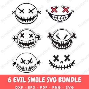 Evil Smile SVG Bundle - Creepy Grin Designs - Halloween SVG - Spooky ...