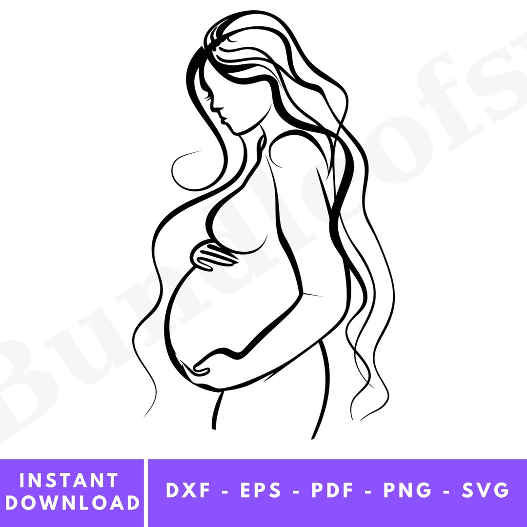 Pregnant Woman Outline SVG, Pregnant Woman Svg, Pregnant Woman ...