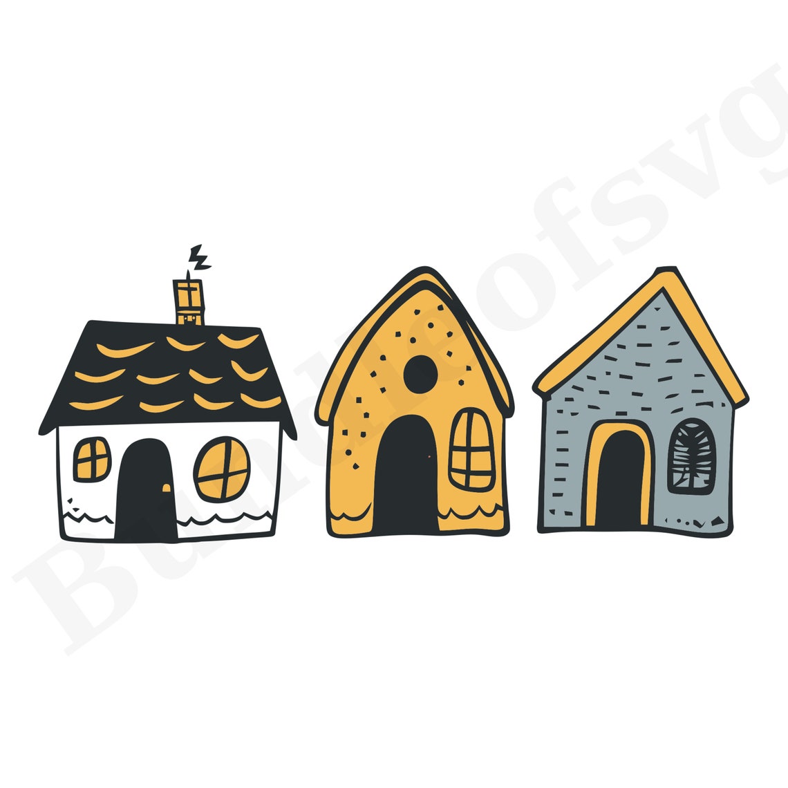 Buntes Haus SVG Bundle, buntes Haus Clipart, Handgezeichnetes Haus ...