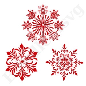 Red Snowflake Svg, Snowflake Svg Bundle, Snowflake Clipart, Snowflakes ...