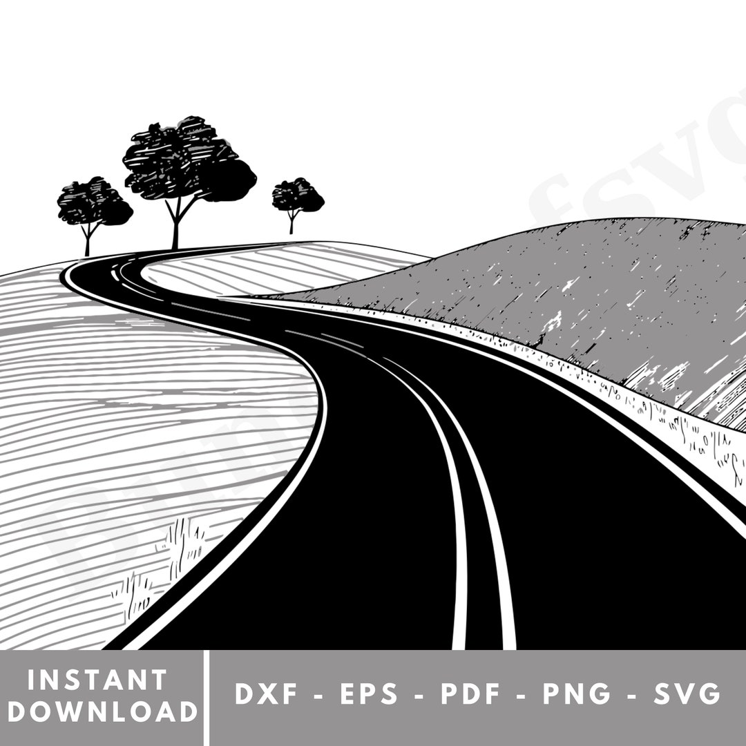 Road SVG, Road Clipart, Highway Svg, Road Silhouette, Asphalt Road Svg ...