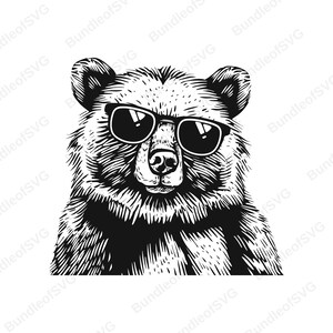 Bear With Sunglasses SVG Bundle, Bear Wearing Sunglasses Png, Cool Bear ...