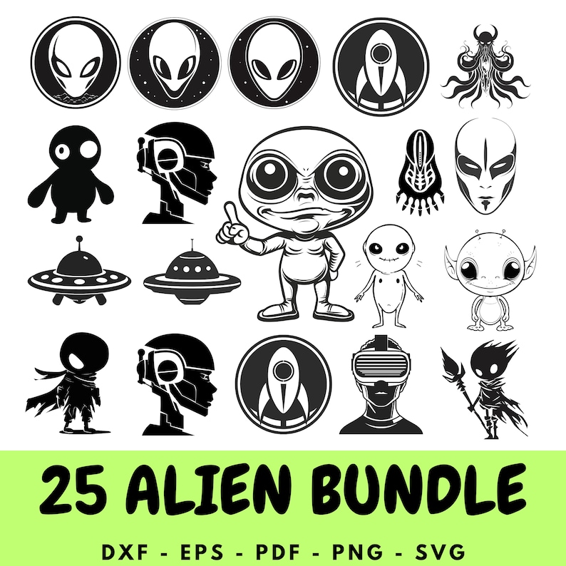 Alien SVG Bundle, Ufo Svg, Ufo Svg for Cricut, Alien Vector, Ufo Vector ...