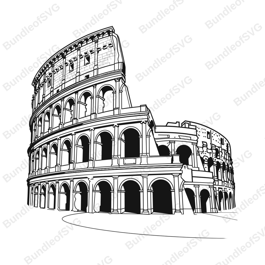 Colosseum Svg, Roman Colosseum Silhouette, Rome Svg, Rome Silhouette ...