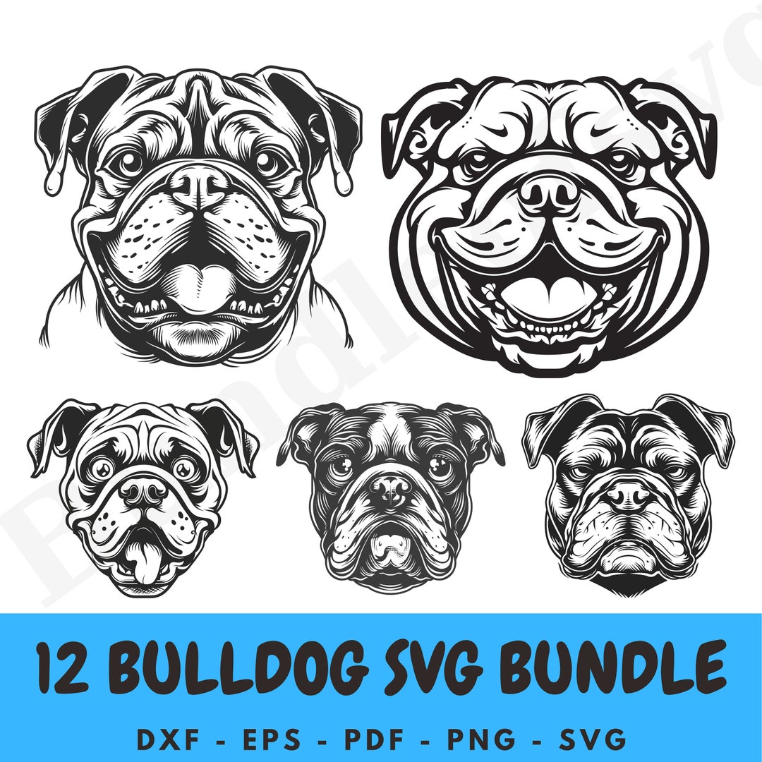 Bulldog SVG Bundle Adorable Bulldog Designs for Crafts Apparel, and ...
