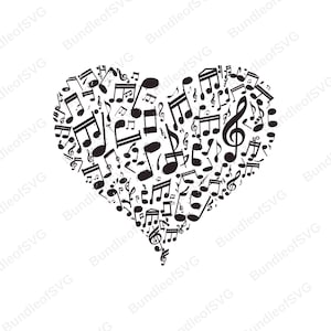 Music Note Heart Svg Bundle, Music Heart Svg, Music Clipart, Musical ...