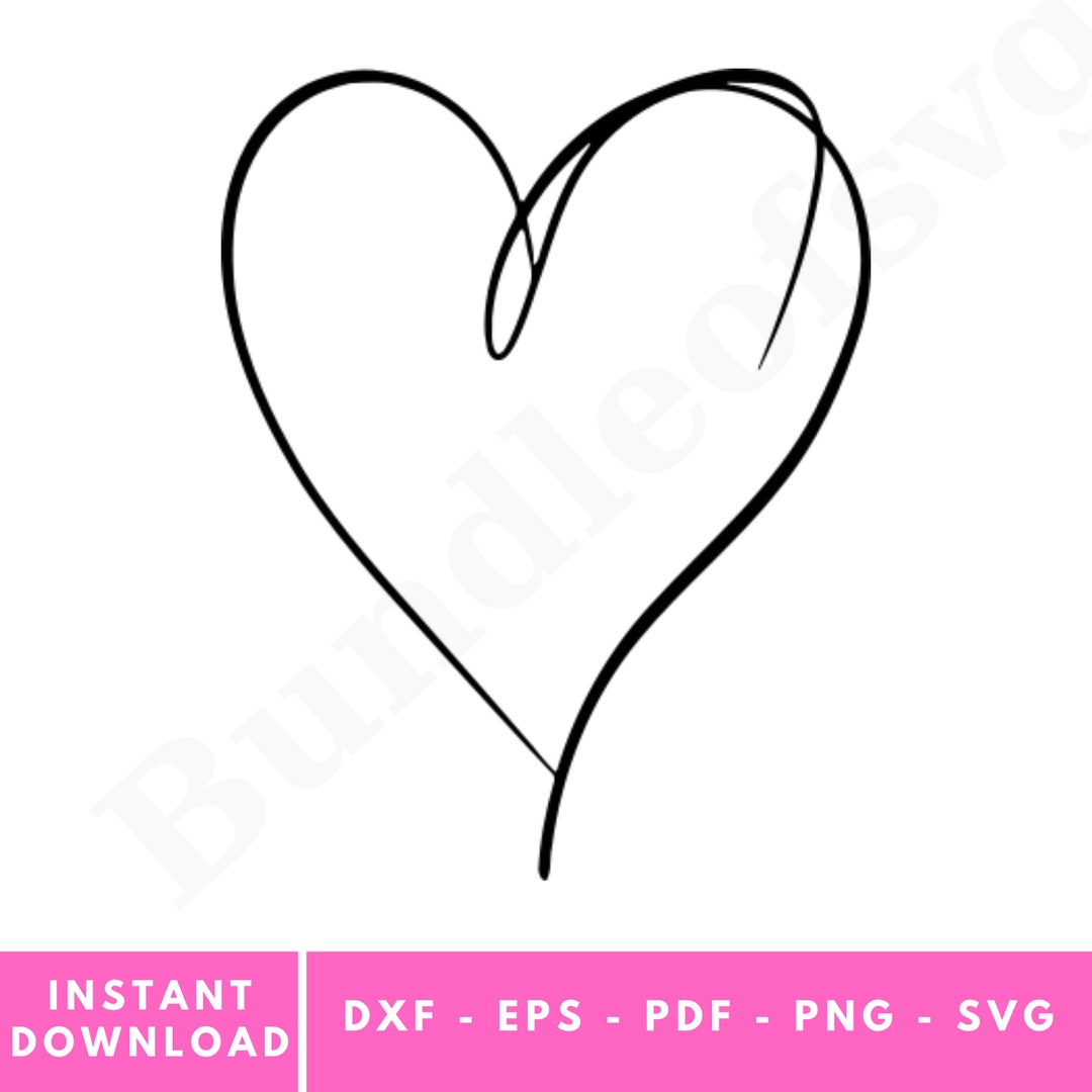 Hand Drawn Love Heart SVG File - Printable Art for Crafts - Vintage ...
