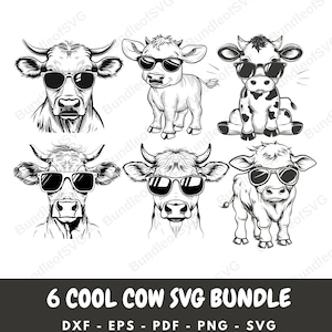 Cow With Sunglasses SVG Bundle, Cow Wearing Sunglasses Png, Cool Cow ...