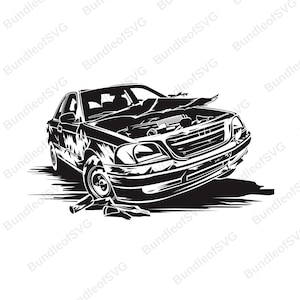 Car Accident SVG Bundle - Car Wreck Silhouette - Smashed Car Svg ...