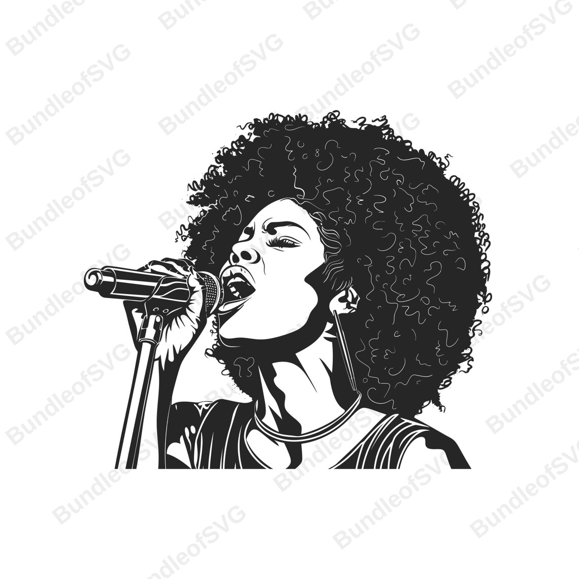 Afro Singer Silhouette SVG Bundle - Musician Clipart - Music Lover Svg ...