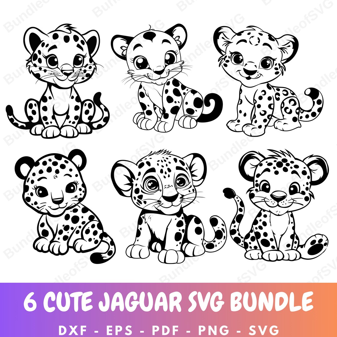 Jaguar Printable Coloring Svg Bundle - Jaguar Svg Bundle - Baby Jaguar ...