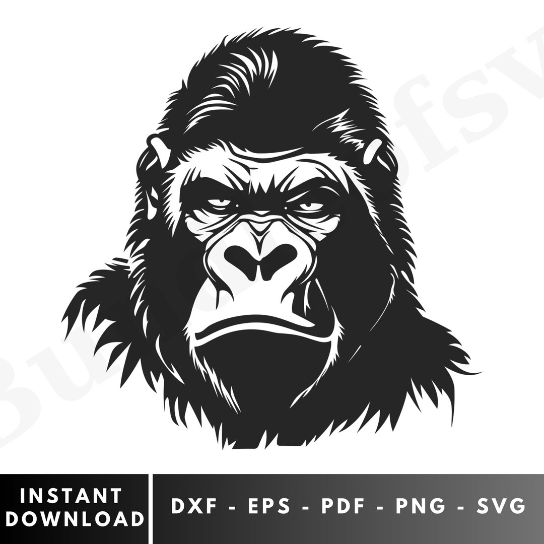 Gorilla Face Svg, Gorilla Head Clipart, Gorilla SVG, King Kong Svg ...