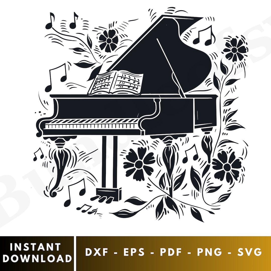 Floral Piano SVG, Piano With Flower Svg, Music SVG Design, Musician Svg ...