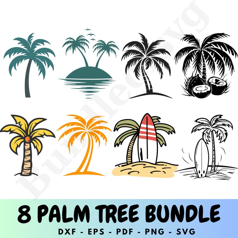 Palm Tree SVG Bundle | Tropical Palm Tree Clipart | Summer SVG Files ...