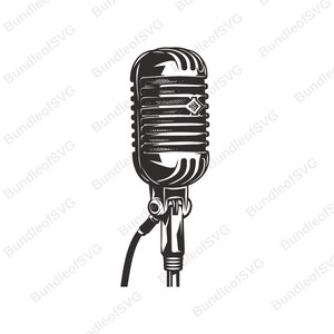 Vintage Microphone SVG Bundle Retro Music Clipart Collection Old ...
