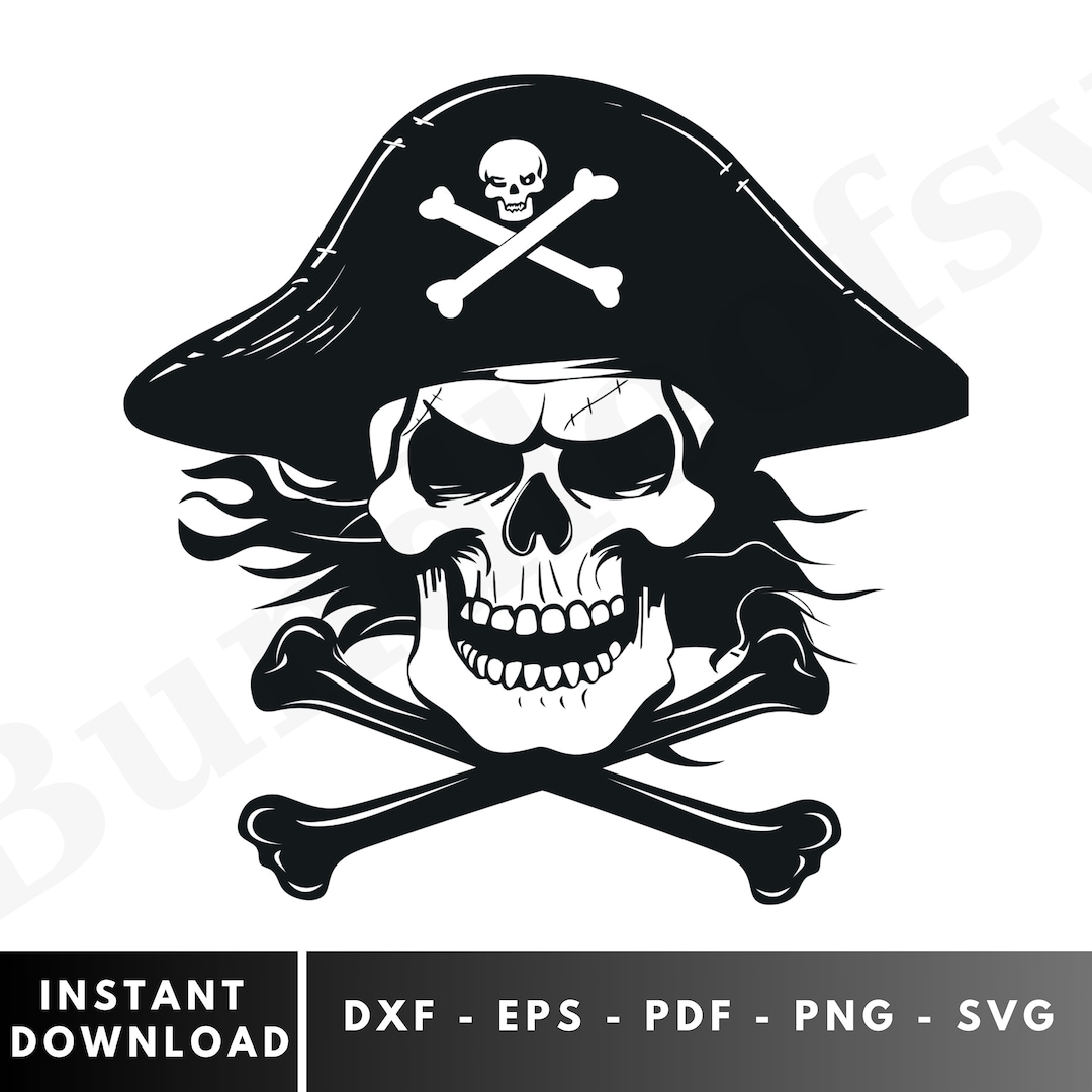 Creepy Pirate Skull SVG File - Instant Download for T-shirt Printing ...
