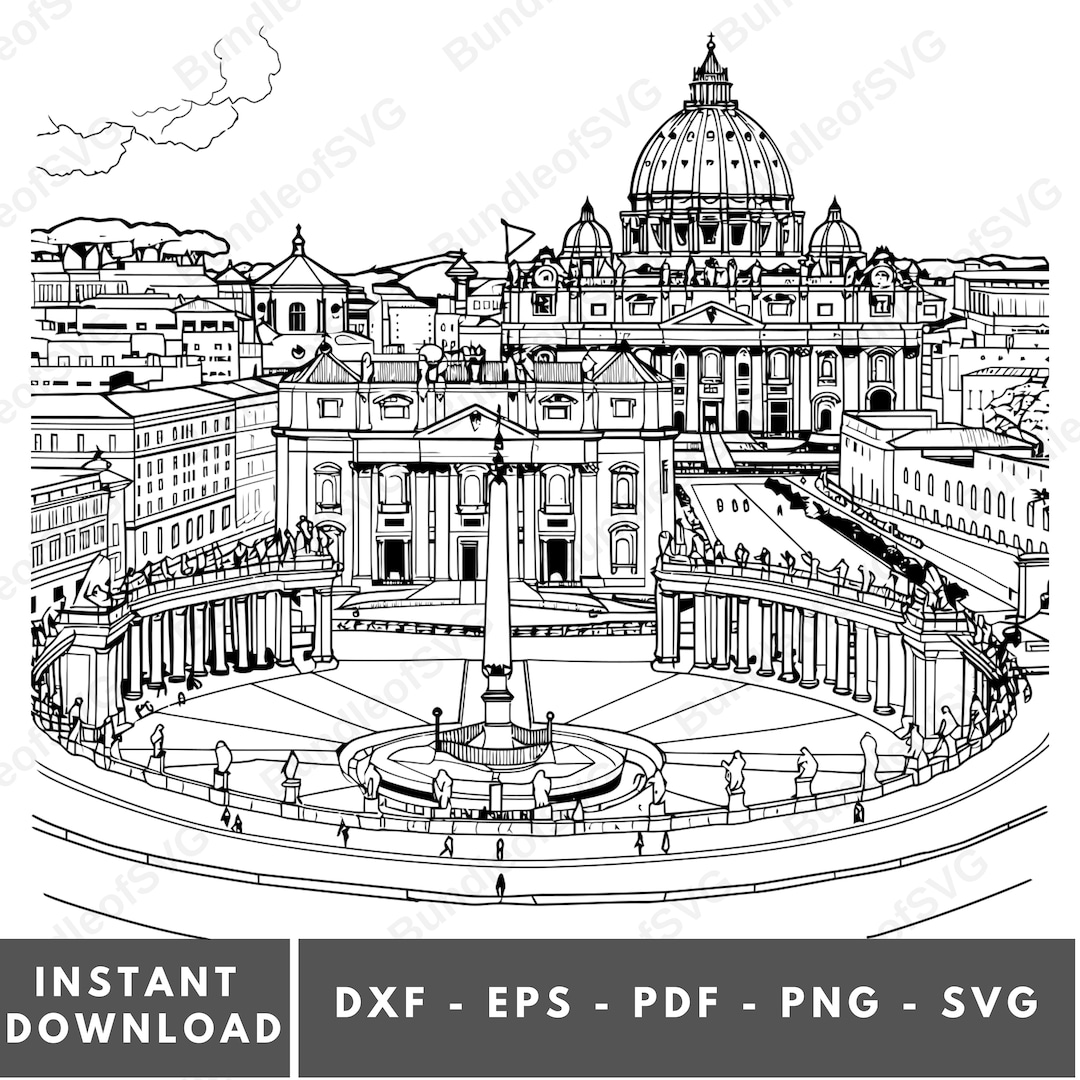Vatican City Skyline Silhouette SVG - Vatican Cut File - Rome Svg ...