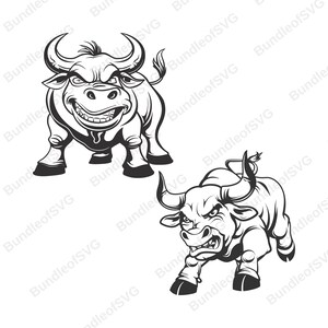 Angry Bull SVG Bundle Fierce and Dynamic Bull Designs for Cricut ...