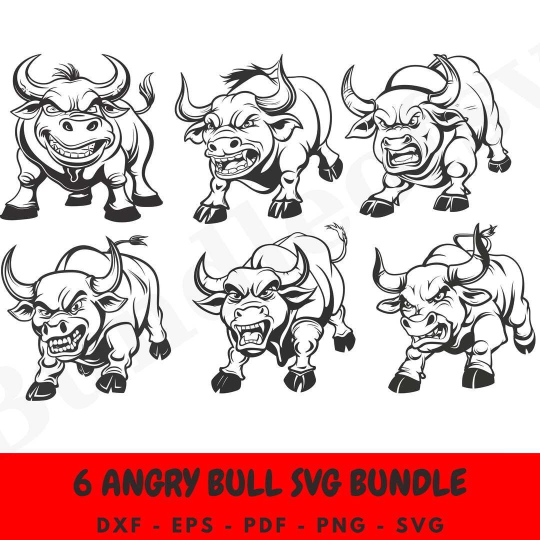 Angry Bull SVG Bundle - Fierce and Dynamic Bull Designs for Cricut ...