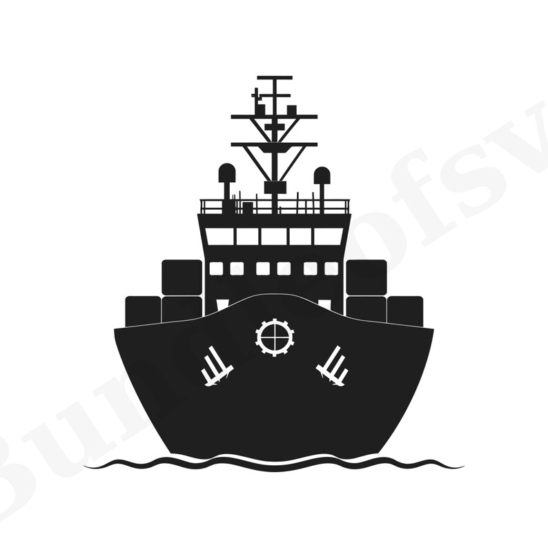 Container Ship SVG, Shipping Svg, Cargo Ship SVG Silhouette, Container ...