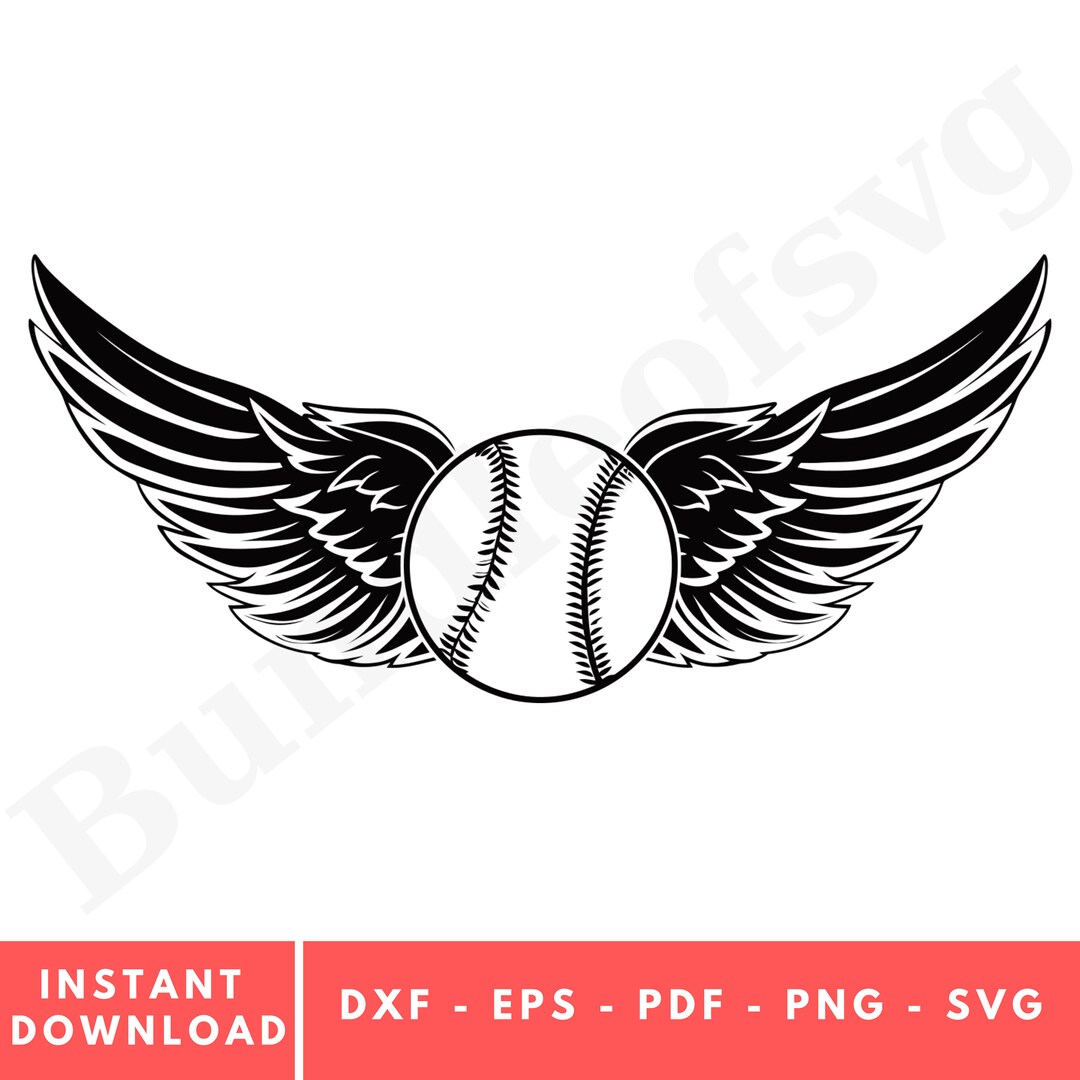 Baseball Wings SVG, Baseball Silhouette, Baseball SVG, Baseball Wings ...