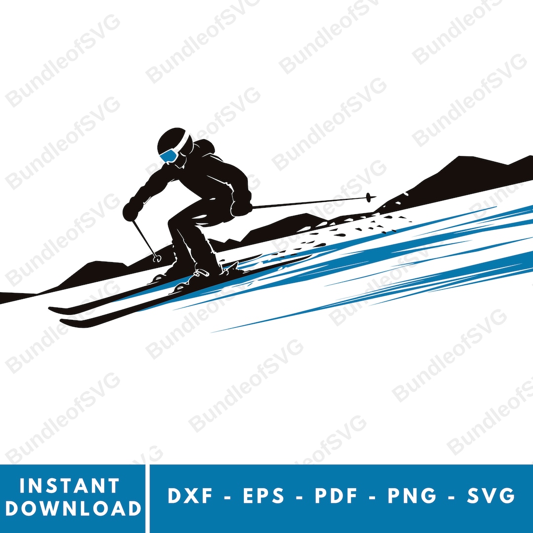 Snowy Adventure Ski SVG - Winter Sports Decal Design - Skier Svg ...