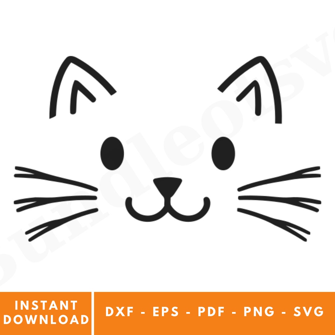 Cute Cat Face SVG File Instant Download for Crafting Projects Kitty ...