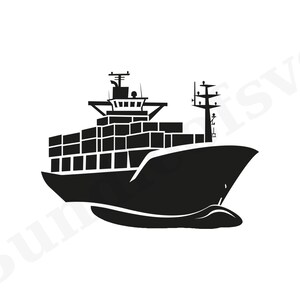Container Ship SVG, Shipping Svg, Cargo Ship SVG Silhouette, Container ...