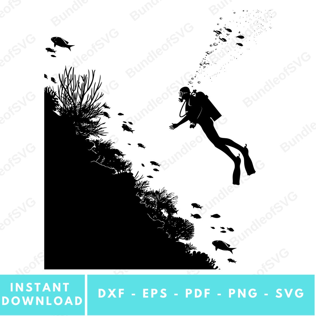 Scuba Diver SVG, Scuba Diving Svg, Diver Svg, Underwater Clipart, Scuba ...