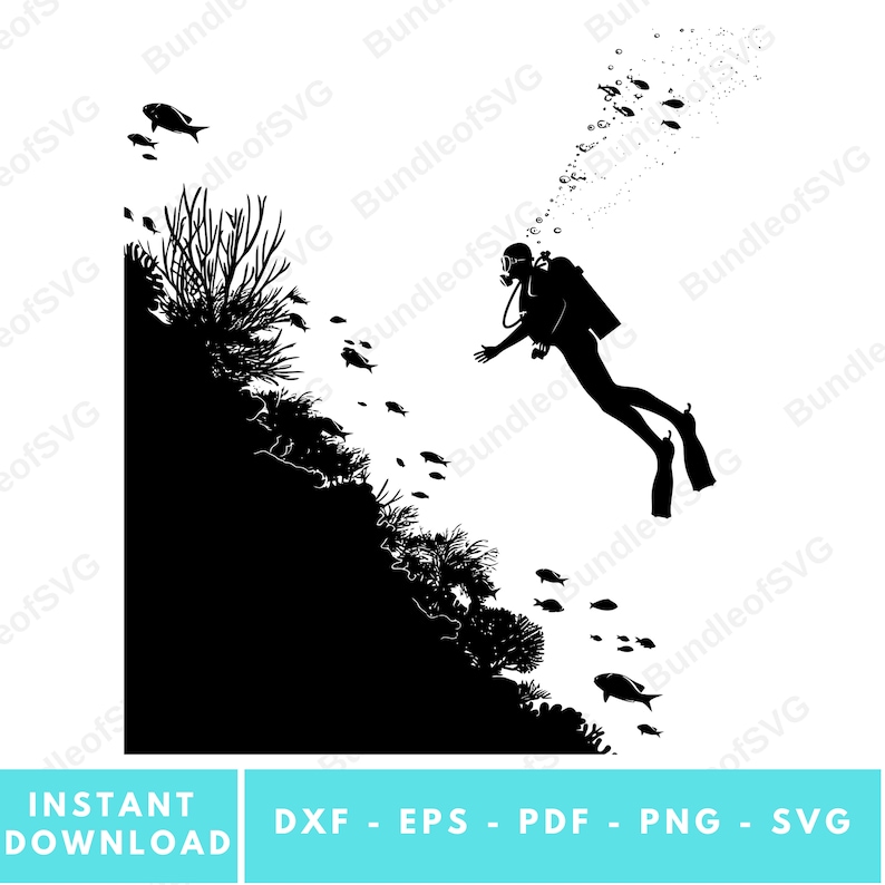 Scuba Diver SVG, Scuba Diving Svg, Diver Svg, Underwater Clipart, Scuba ...