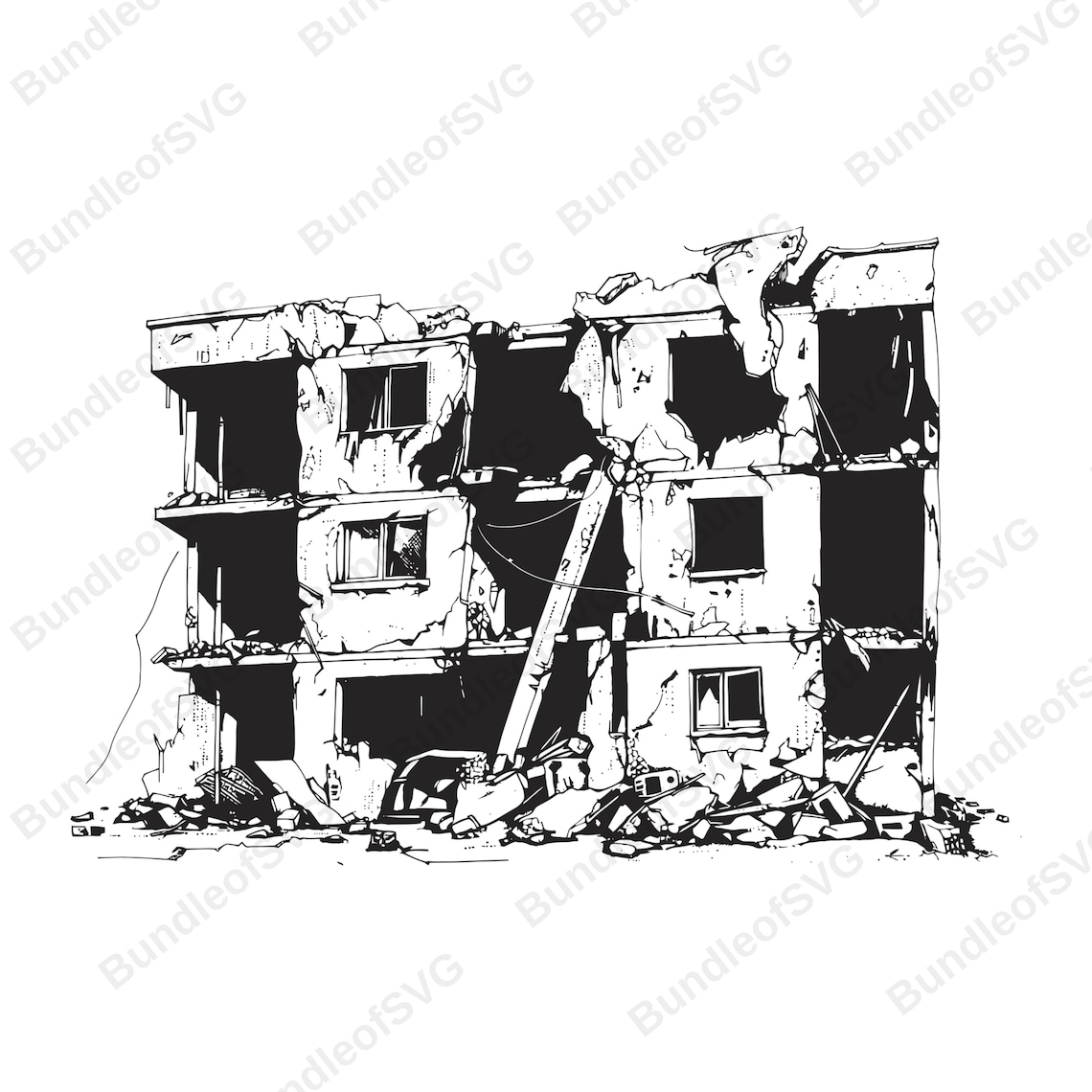 Destroyed House SVG Bundle - Ruined Building Svg - War Svg - Earthquake ...