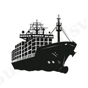 Container Ship SVG, Shipping Svg, Cargo Ship SVG Silhouette, Container ...