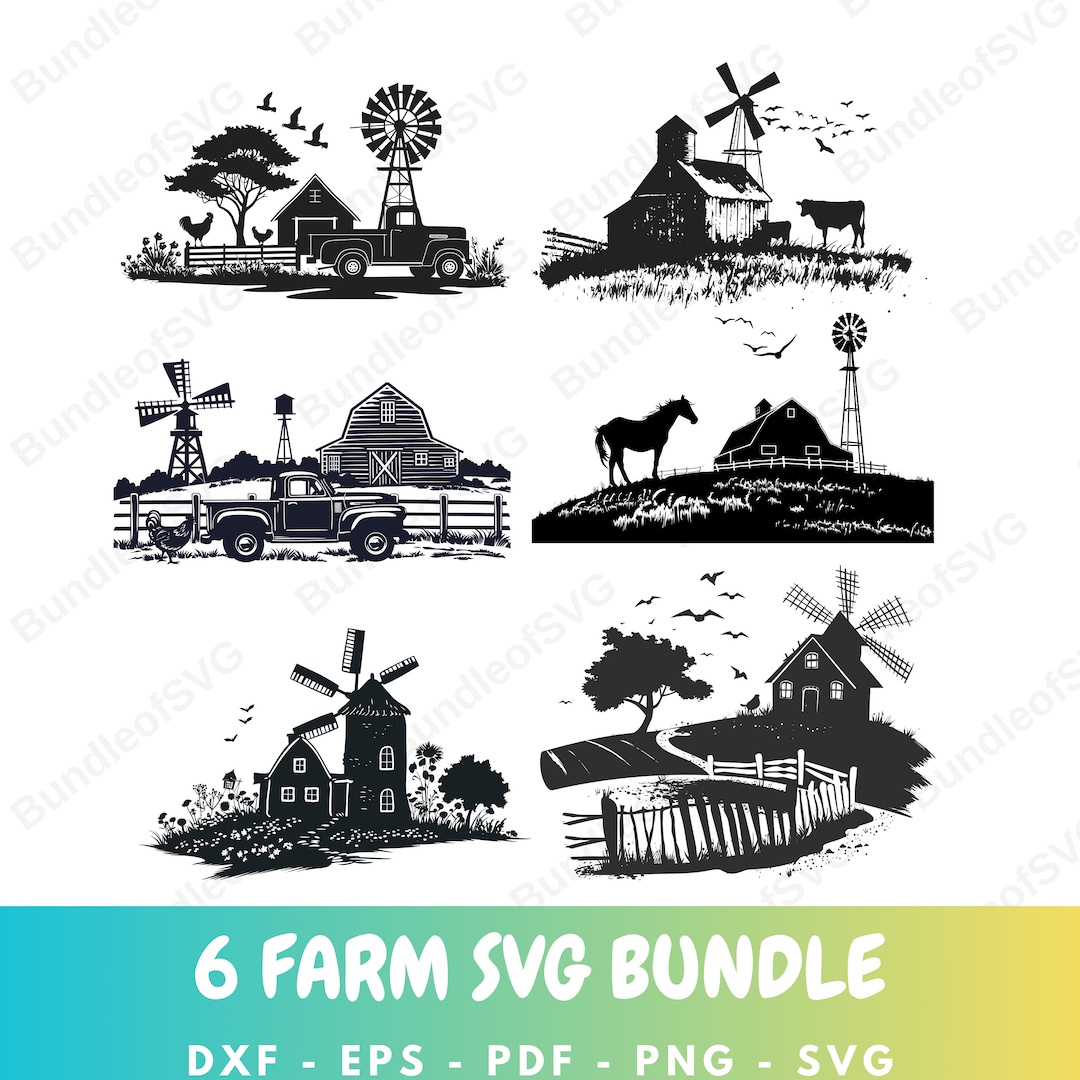 Rustic Farm Silhouette SVG: Digital Download Farmhouse Decor Farm Life ...