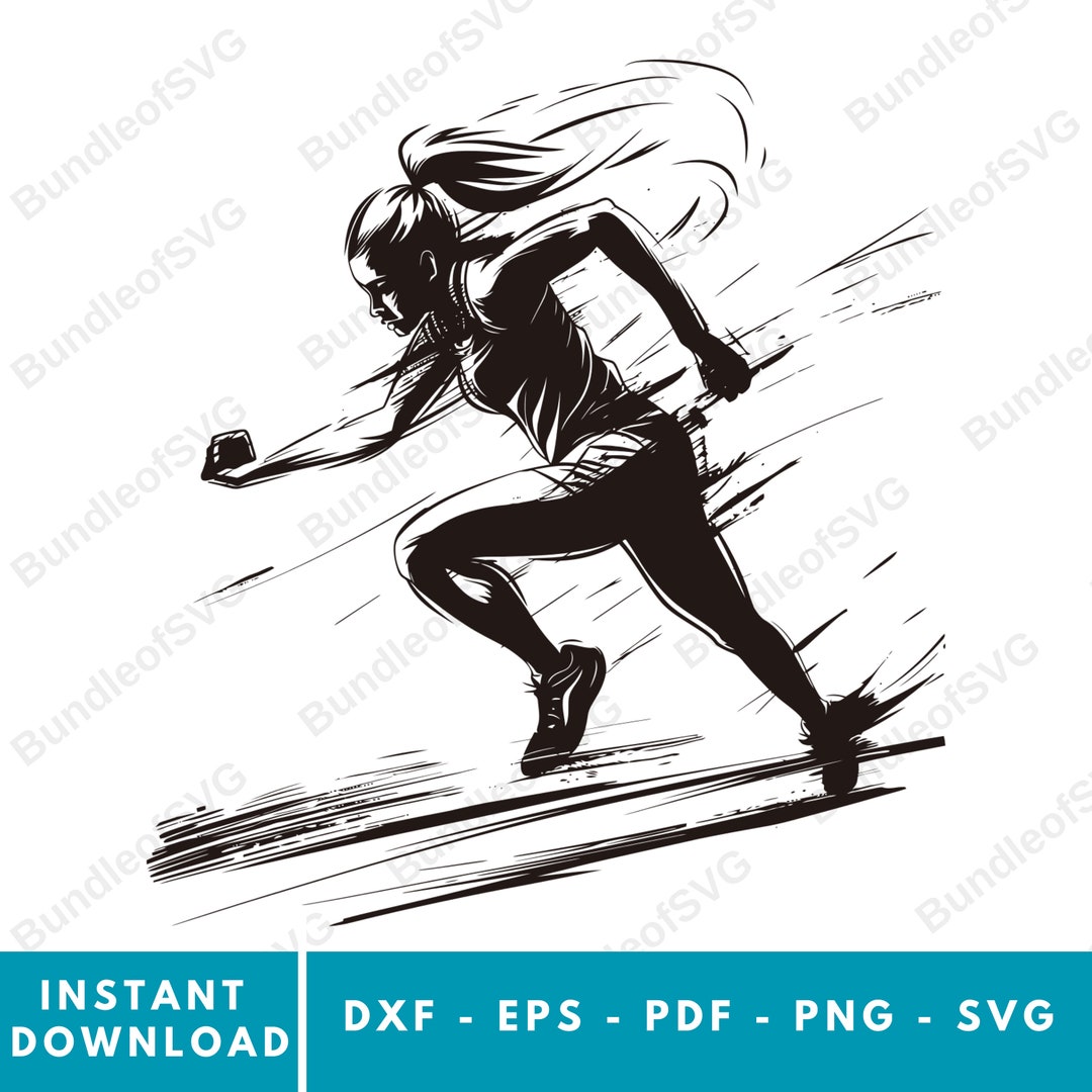 Running Woman SVG Graphic for Sports Apparel - Feminine Athlete Design ...