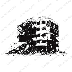 Destroyed House SVG Bundle - Ruined Building Svg - War Svg - Earthquake ...
